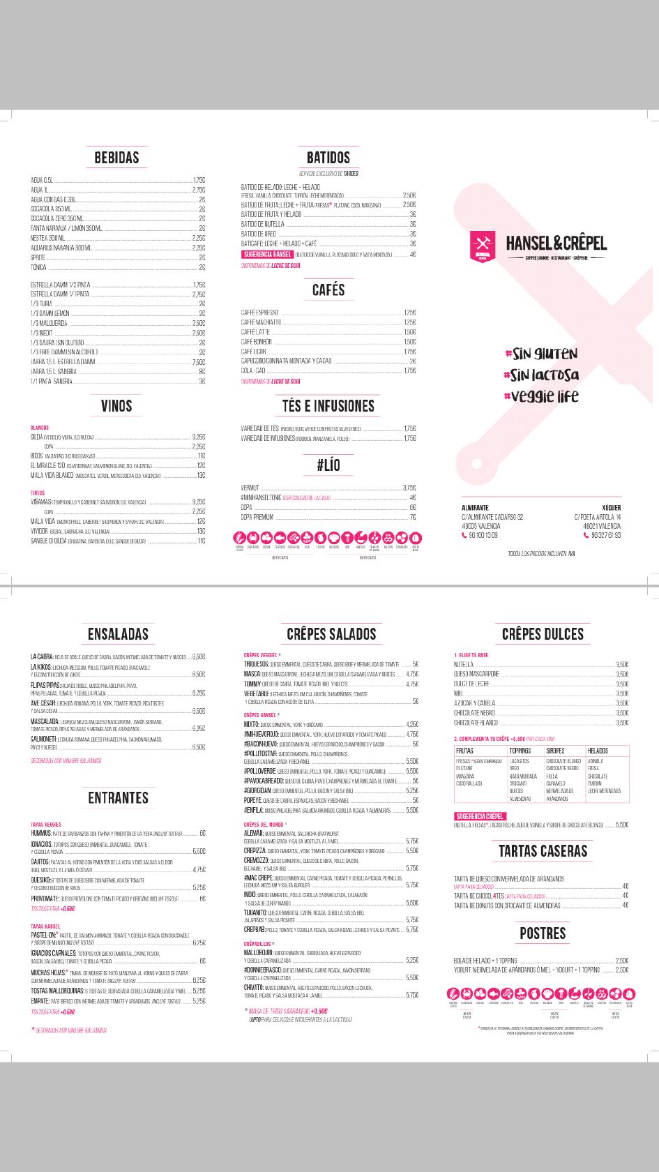 Menu at Hansel & Crepel pub & bar, Valencia