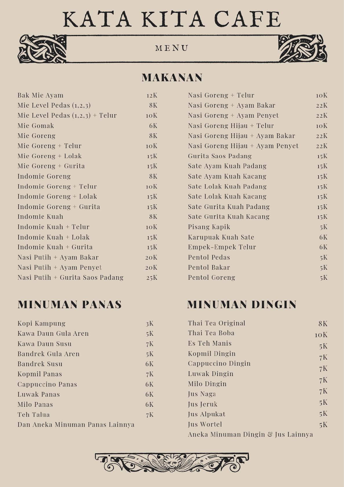 Carta de Family Cafe, Tapak Tuan
