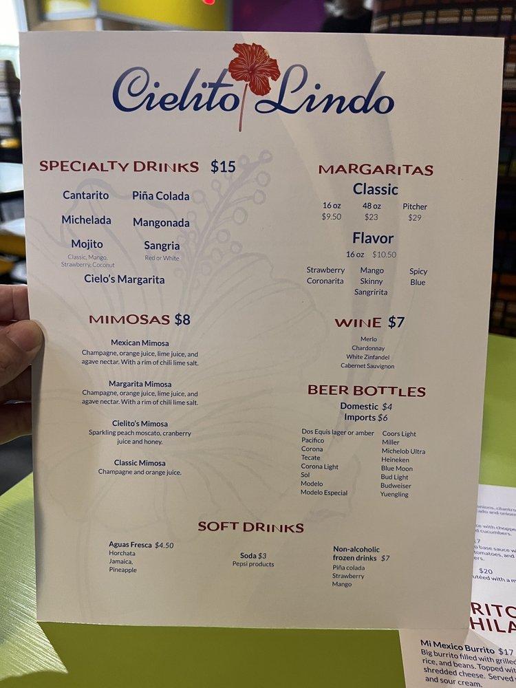 Menu at Cielito Lindo Mexican Grill restaurant, Apopka