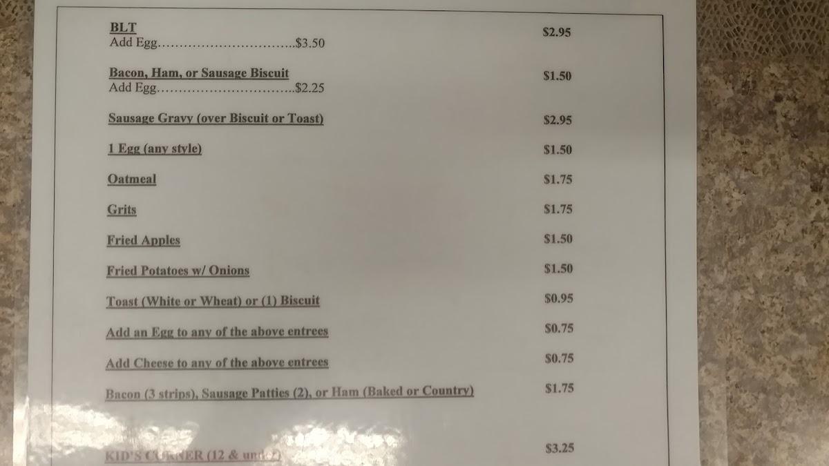 Menu at Courthouse Cafe, Rustburg