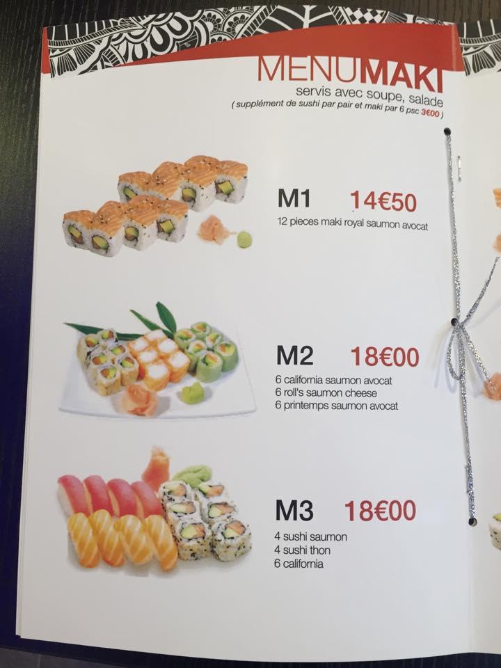 Menu at Zen Sushi restaurant, Rouffach