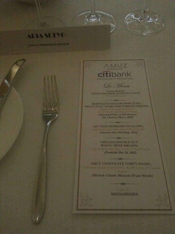 Menu at AMUZ Gourmet Restaurant, Jakarta