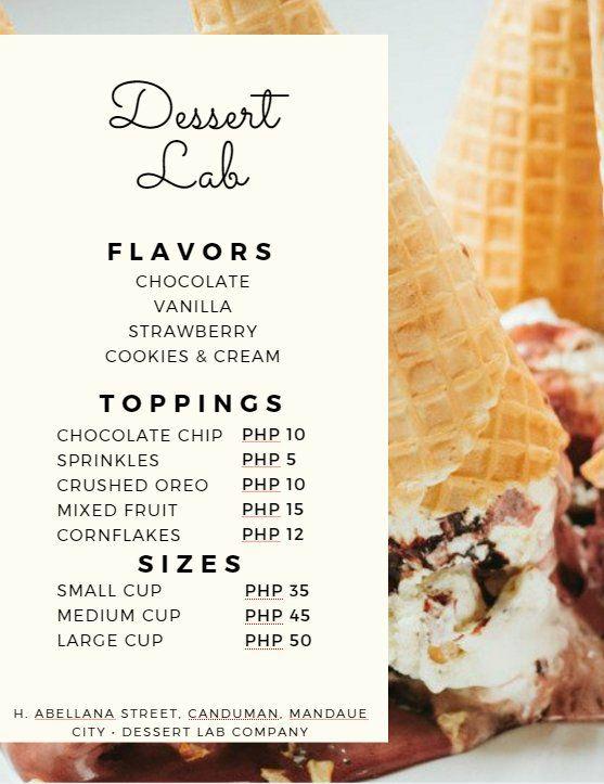 Menu at Dessert Lab - DSL restaurant, Mandaue City
