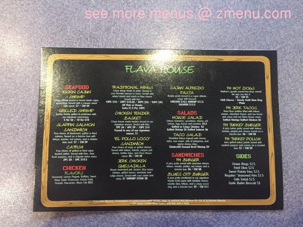 Menu at Flava House Restaurant, Memphis, Quince Rd