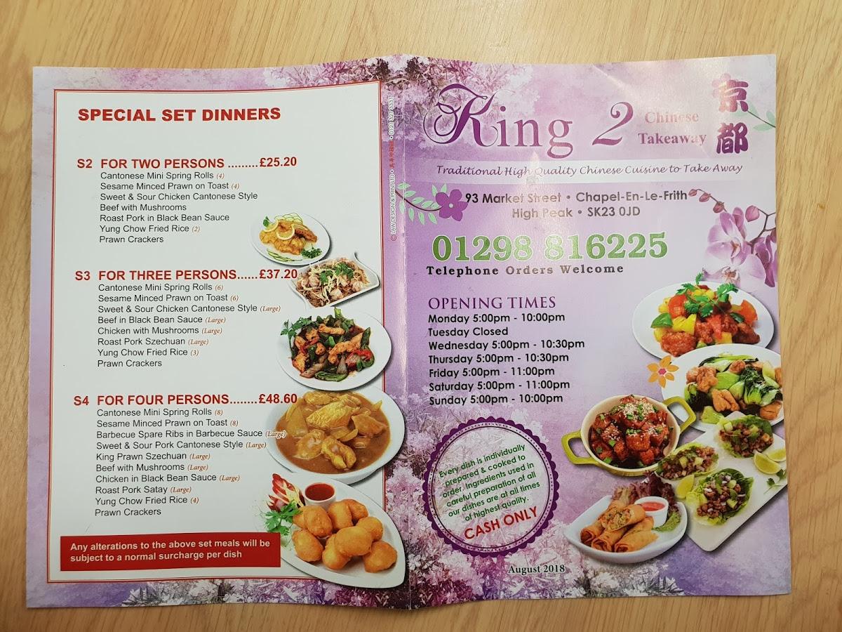 Menu at King 2 fast food, Chapel-en-le-Frith