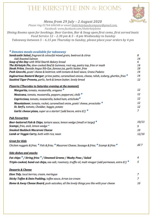 Menu at The Kirkstyle Inn pub & bar, Dunning