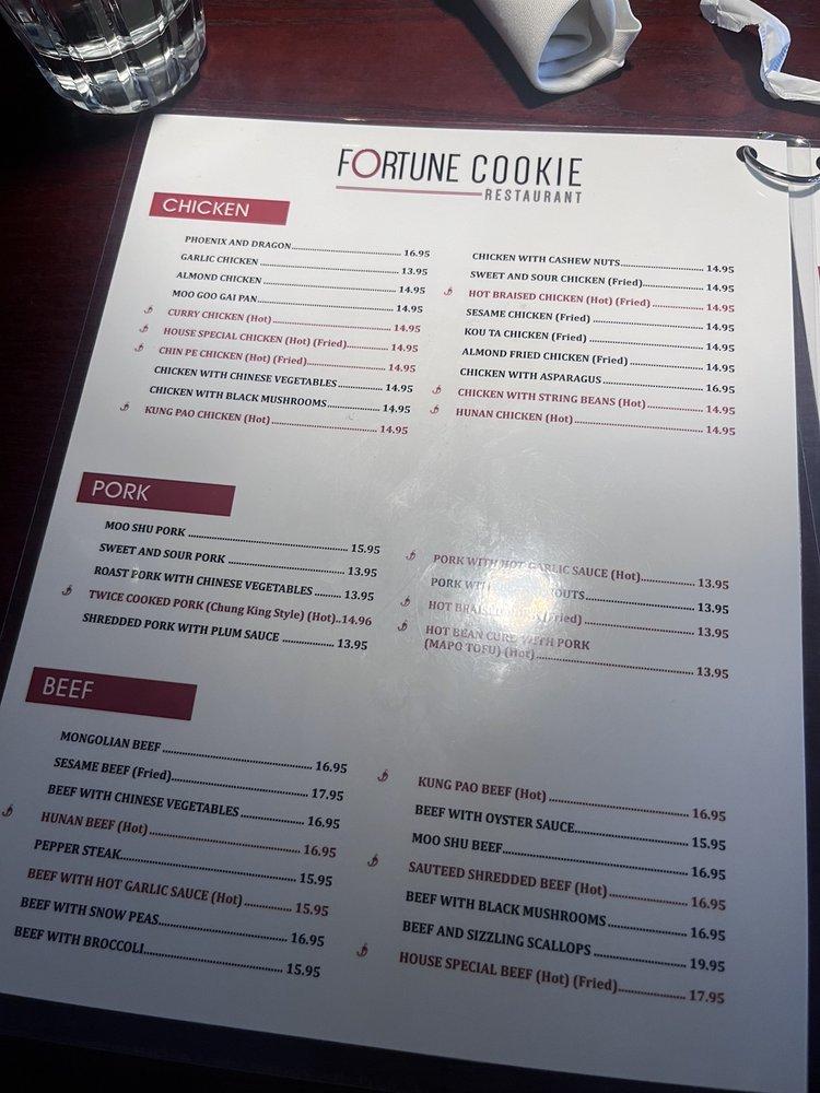 Menu at Fortune Cookie Restaurant, Atlanta