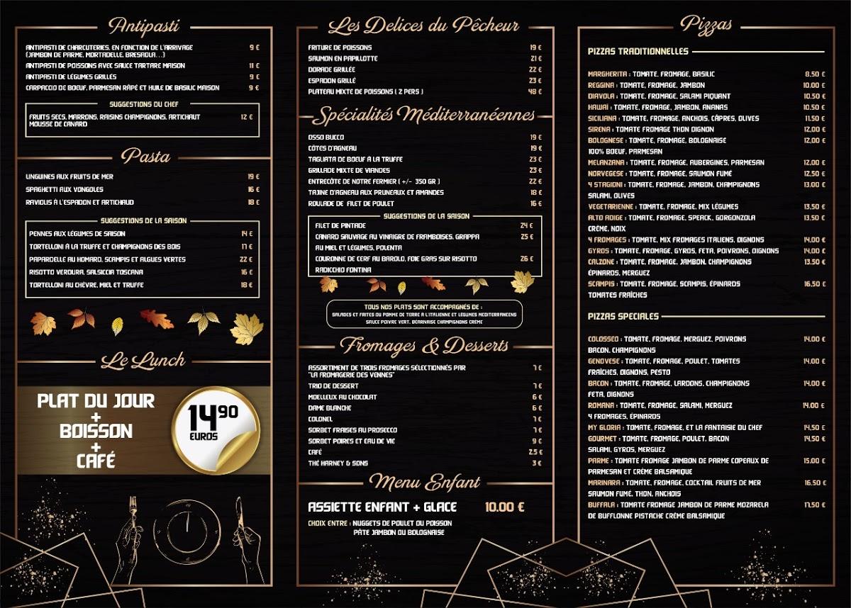 Menu au Gloria Pizzeria Liège, Liège