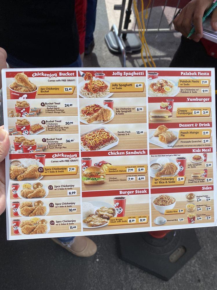 Menu at Jollibee fast food, Kahului