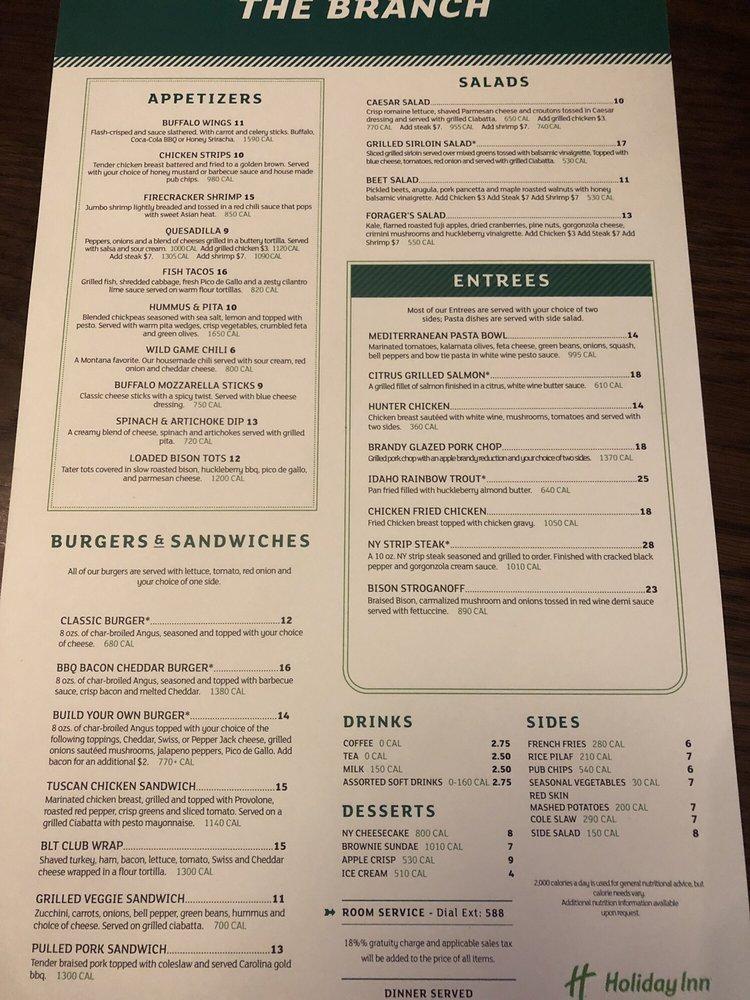 Menu at The Branch Restaurant & Bar, West Yellowstone