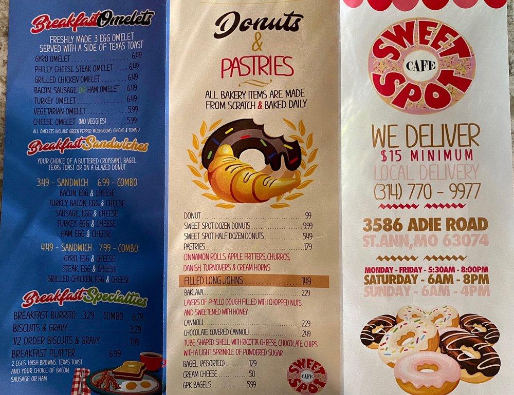 Menu at The Sweet Spot Cafe, Saint Ann