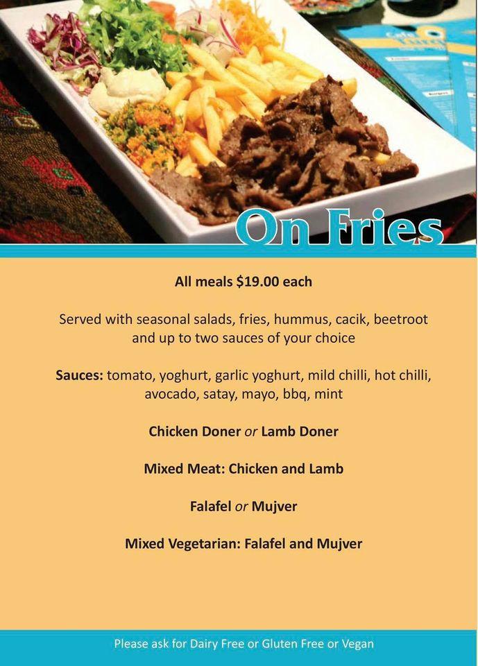 Menu at Cafe Turquoise, New Plymouth