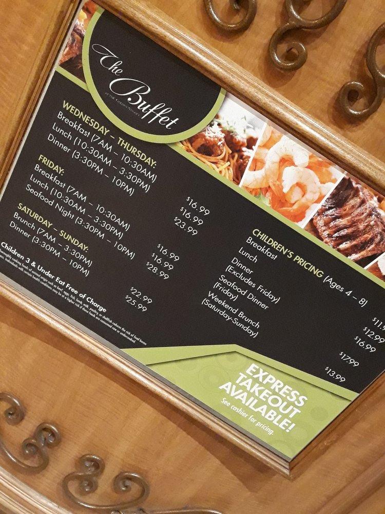 Menu at Golden Nugget Buffet restaurant, Las Vegas