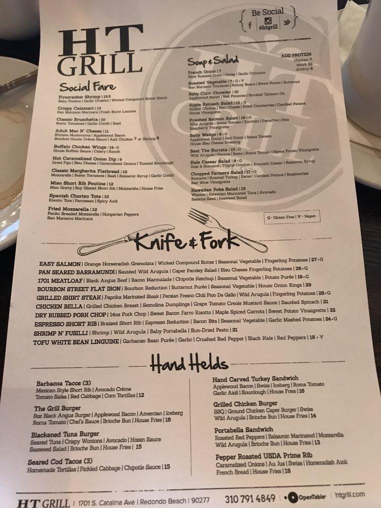 Menu at H.T. Grill pub & bar, Redondo Beach