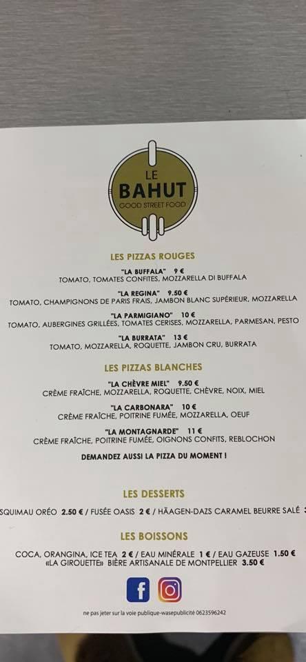 Menu at Le Bahut restaurant, Montpellier