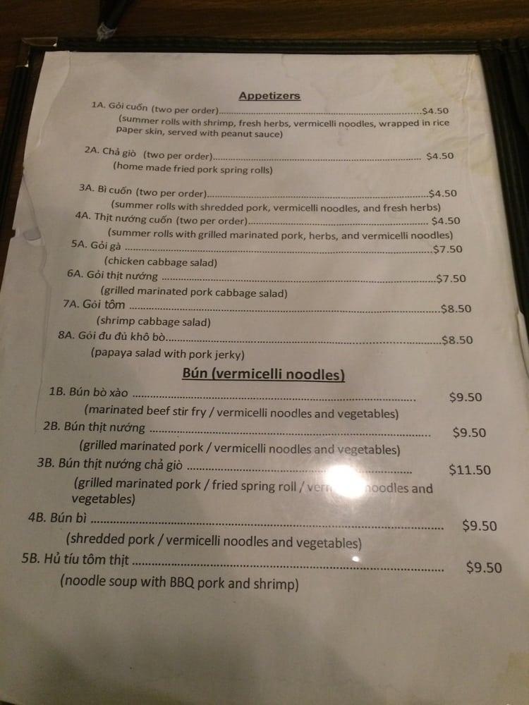Menu at Superior Phở restaurant, Cleveland, Superior Ave #105