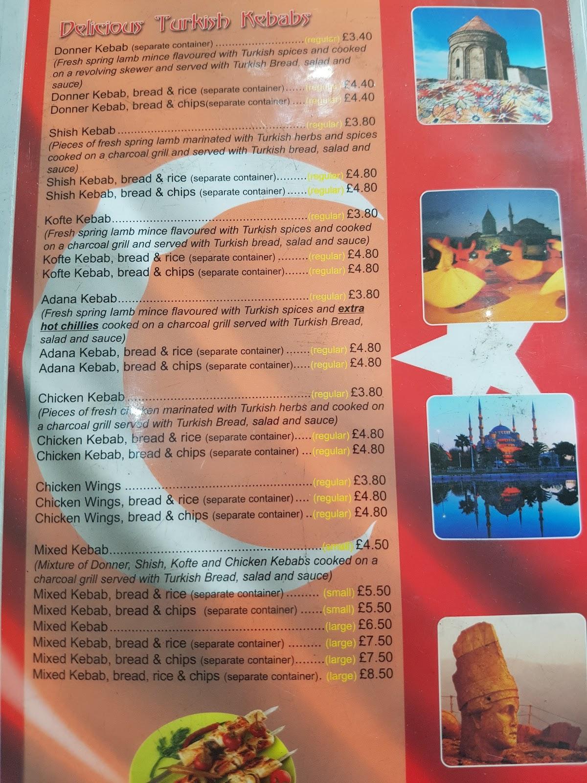 Menu at Istanbul Turkish Kebab House restaurant, Glasgow