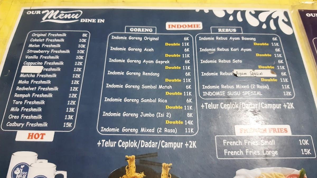 Menu at Susu Sapi Murni Isee Milk Pogung cafe, Yogyakarta