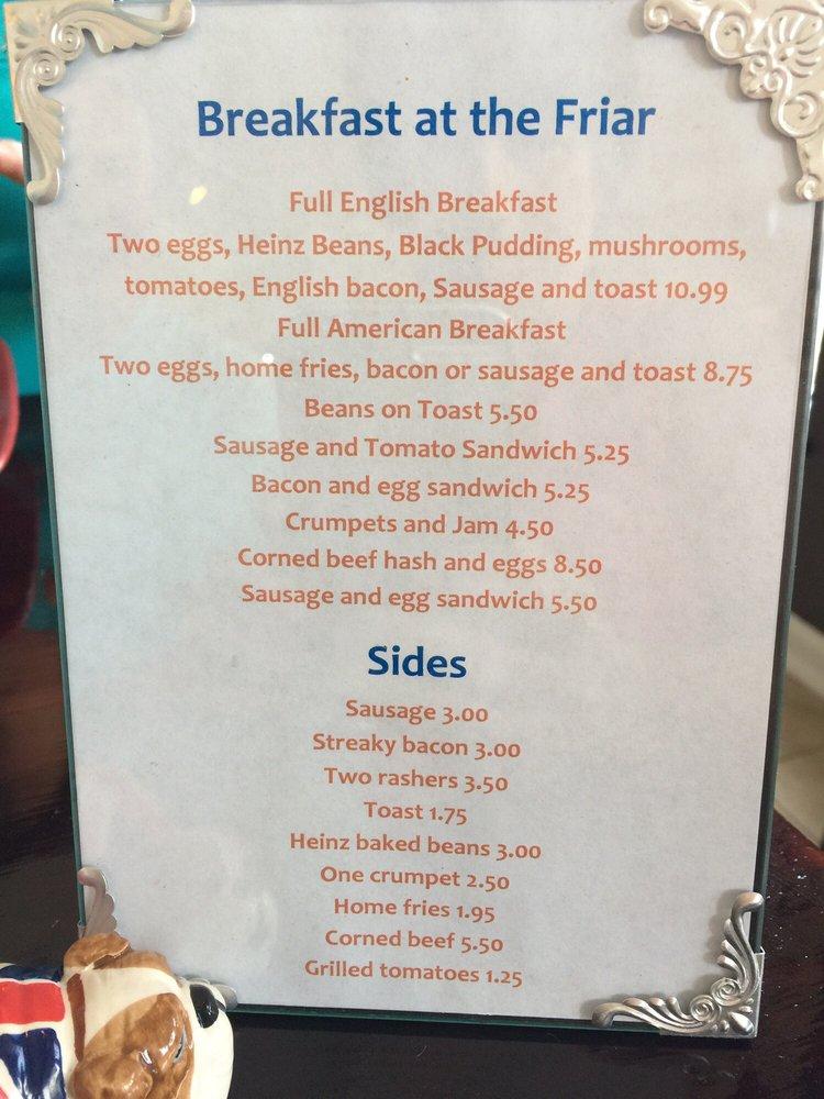 Menu at The Friar Tuck restaurant, Four Corners
