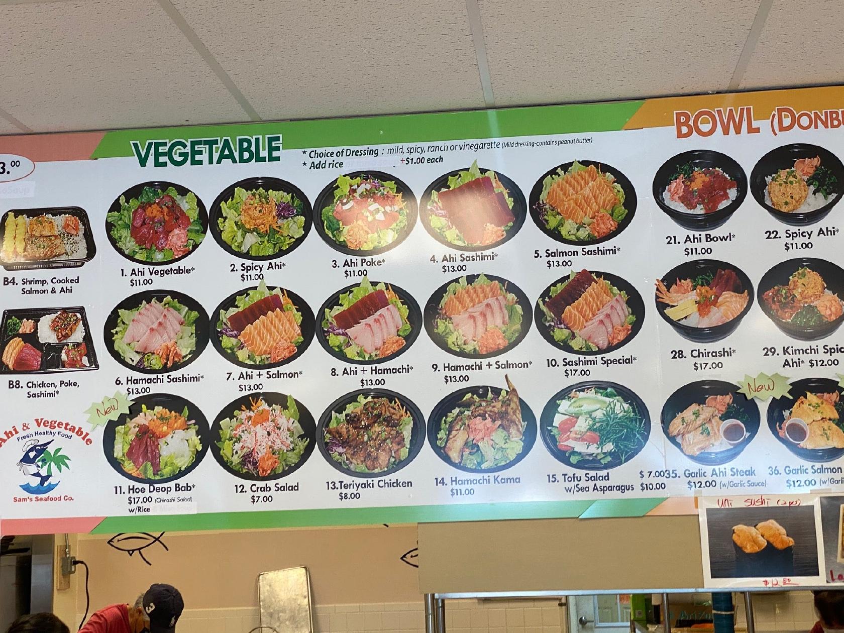 Menu at Ahi and Vegetable - Kapalama restaurant, Honolulu, Dillingham Blvd