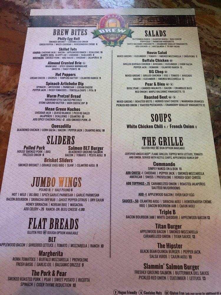 Menu at Brew Garden pub & bar, Middleburg Heights, Bagley Rd