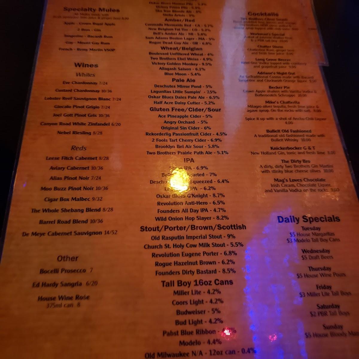Menu at The Chatter Box of Long Grove pub & bar, Long Grove
