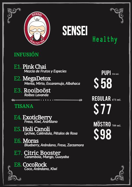 Menu at Cassava Roots Plaza Tepeyac cafeteria, Mexico