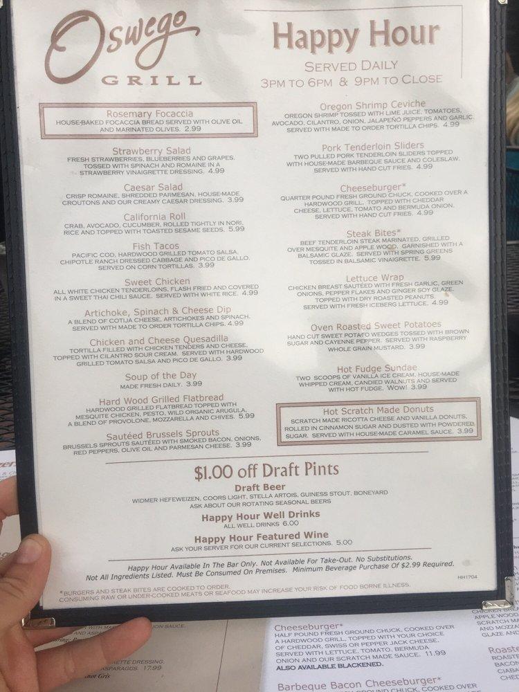 Menu at Oswego Grill- Lake Oswego pub & bar, Lake Oswego