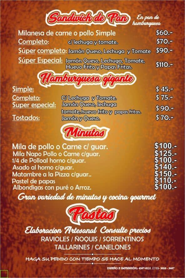 Menu at El toque del maestro pizzeria, Buenos Aires