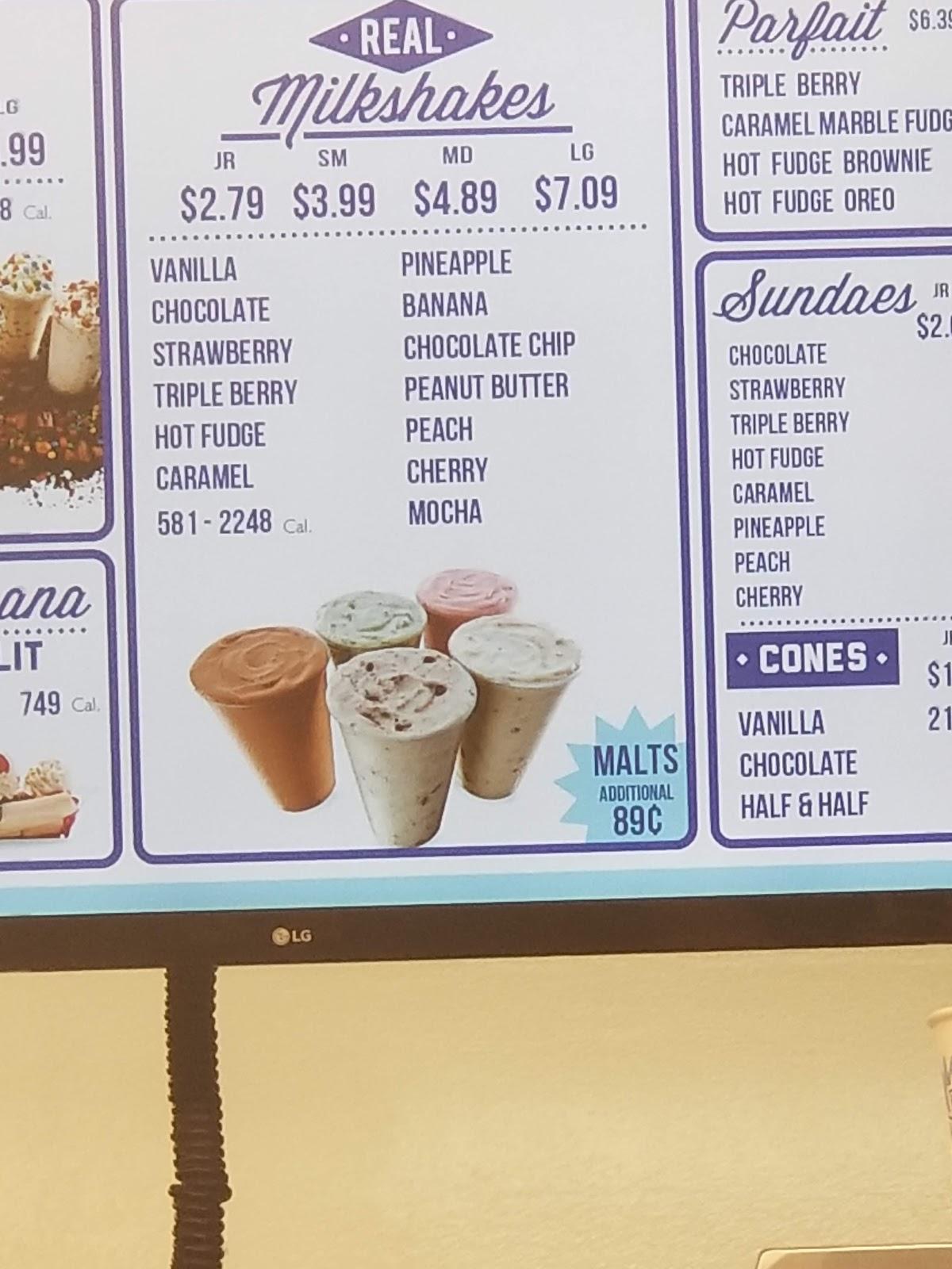 Menu at Fosters Freeze fast food, Morro Bay