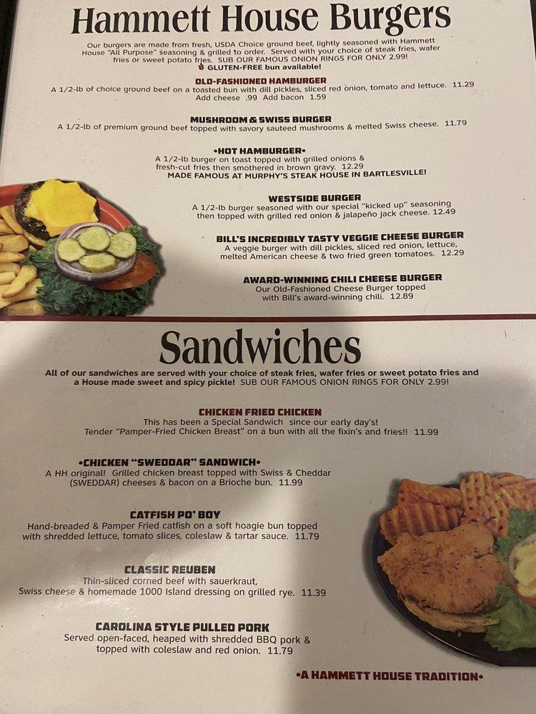Menu at Hammett House Restaurant, Claremore