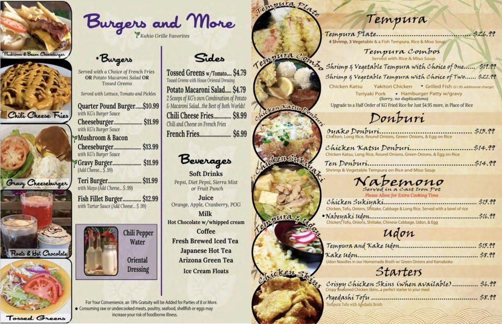 Menu at Kuhio Grille - Home Of The Famous 1lb Laulau restaurant, Hilo ...