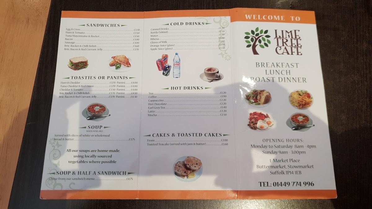 Menu at Lime Tree Café cafe, Stowmarket