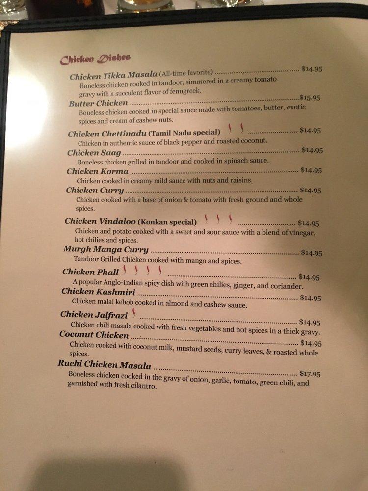 Menu at Ruchi of India restaurant, Peekskill