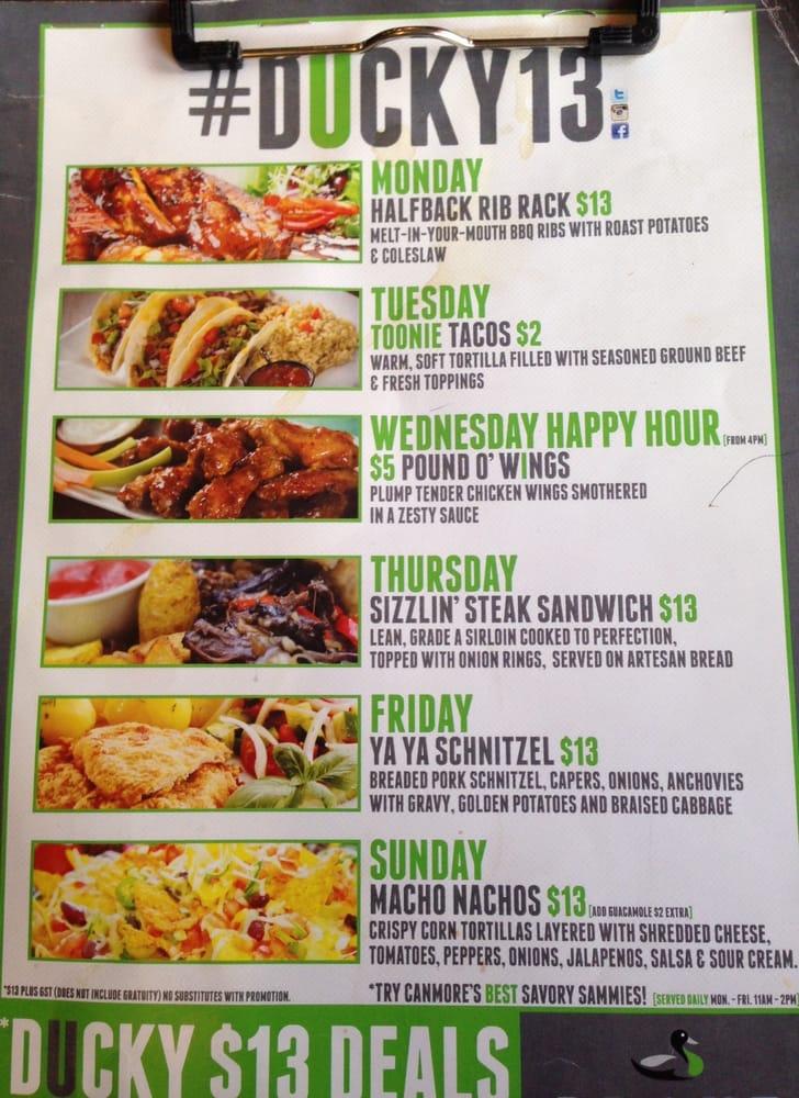 Menu at The Drake Pub, Canmore