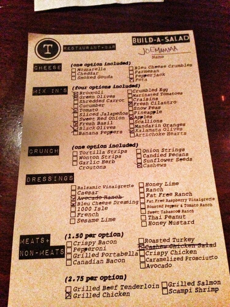 Menu at The Tavern Grill restaurant, Blaine
