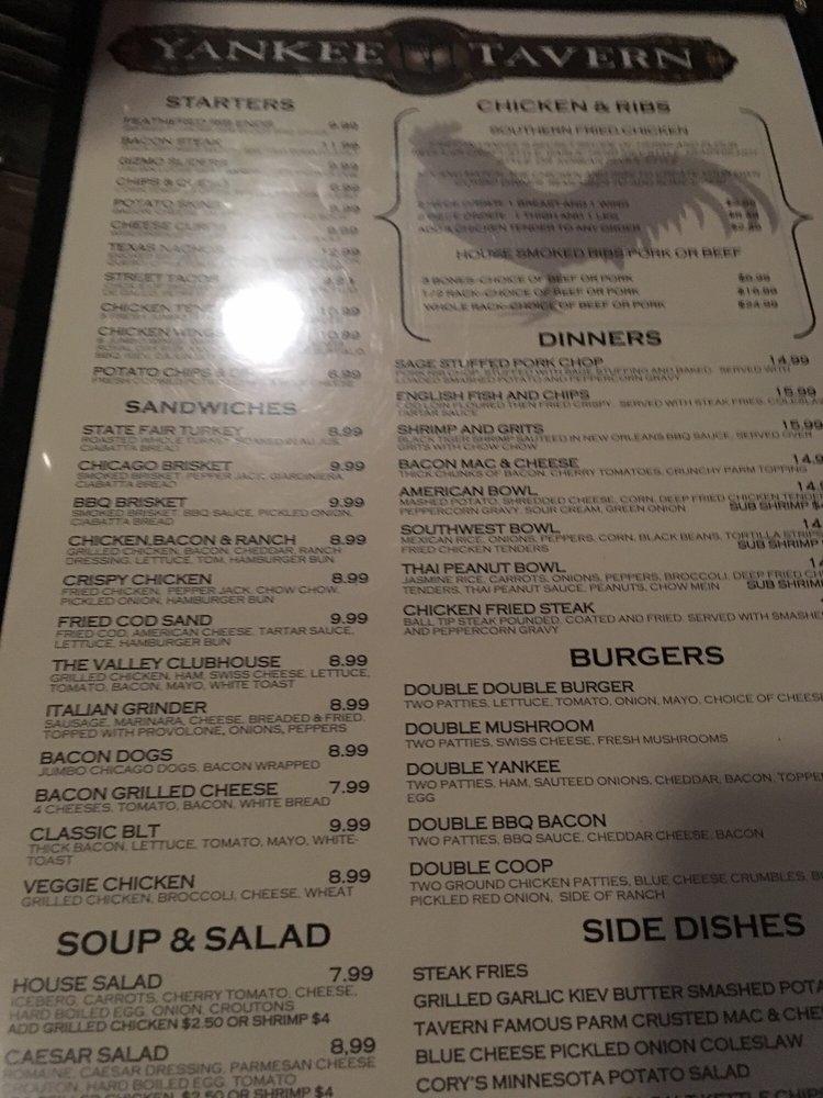 Menu at Yankee Tavern pub & bar, Eagan, Yankee Doodle Rd