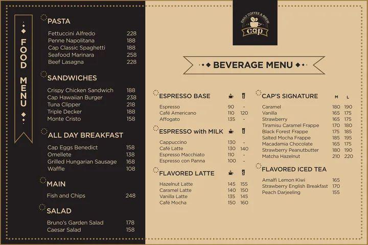 Menu at CAP Daily Cafe, Mandaue City