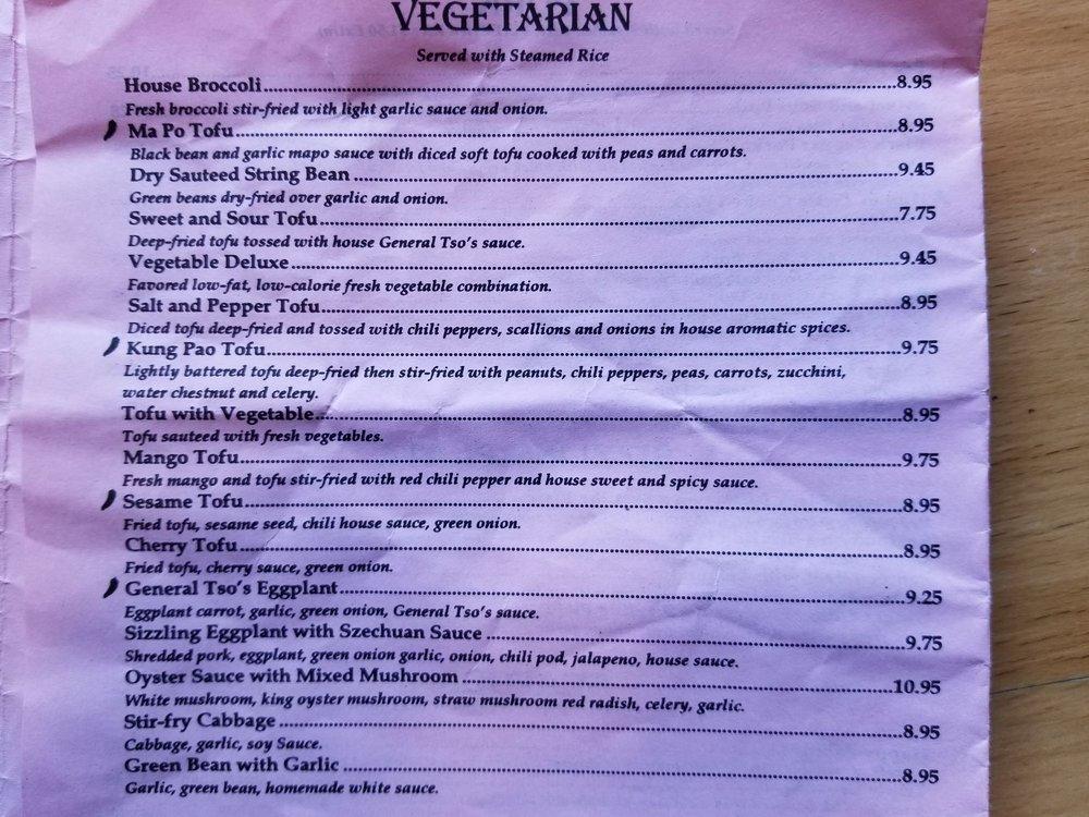 Menu at Chef Zhao restaurant, Portland
