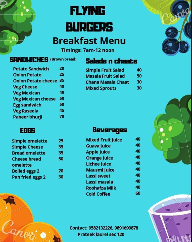 Menu at Flying Burgers & More, Noida