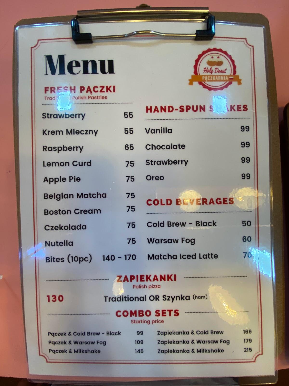 Menu at Holy Donut Pączkarnia, Bangkok, 131