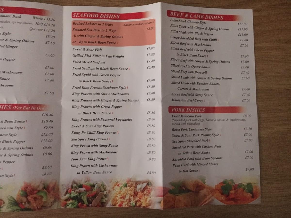 Menu at Kings restaurant, Hook