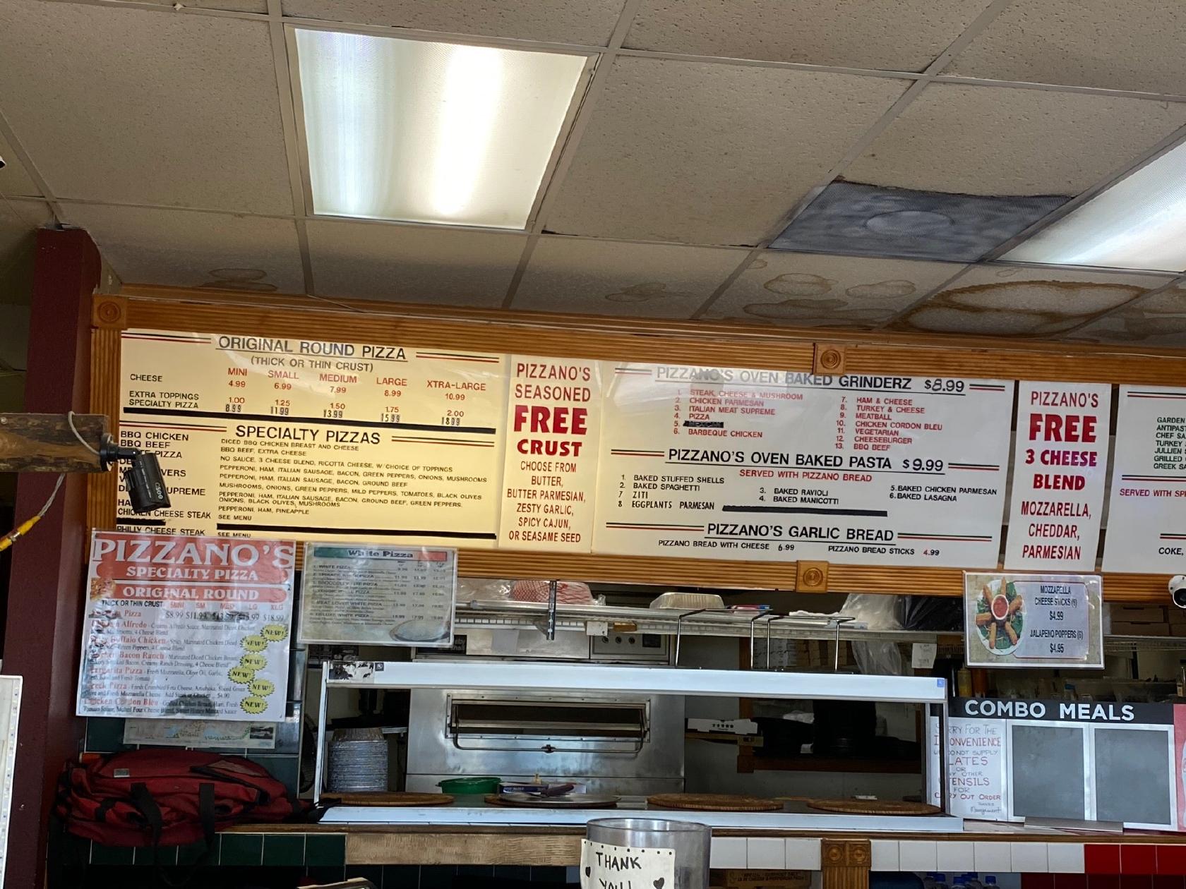 Menu at Pizzano's Pizza and Grinderz pizzeria, Sebring, US Hwy 27 N #10
