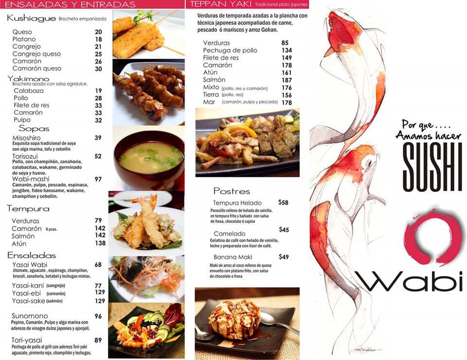 Menu at Wabi restaurant, Zihuatanejo