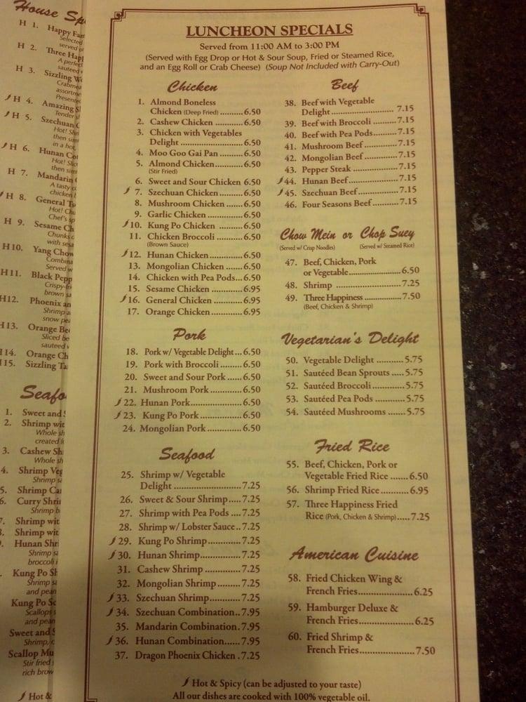 Menu at Three Happiness Restaurant, Grand Rapids