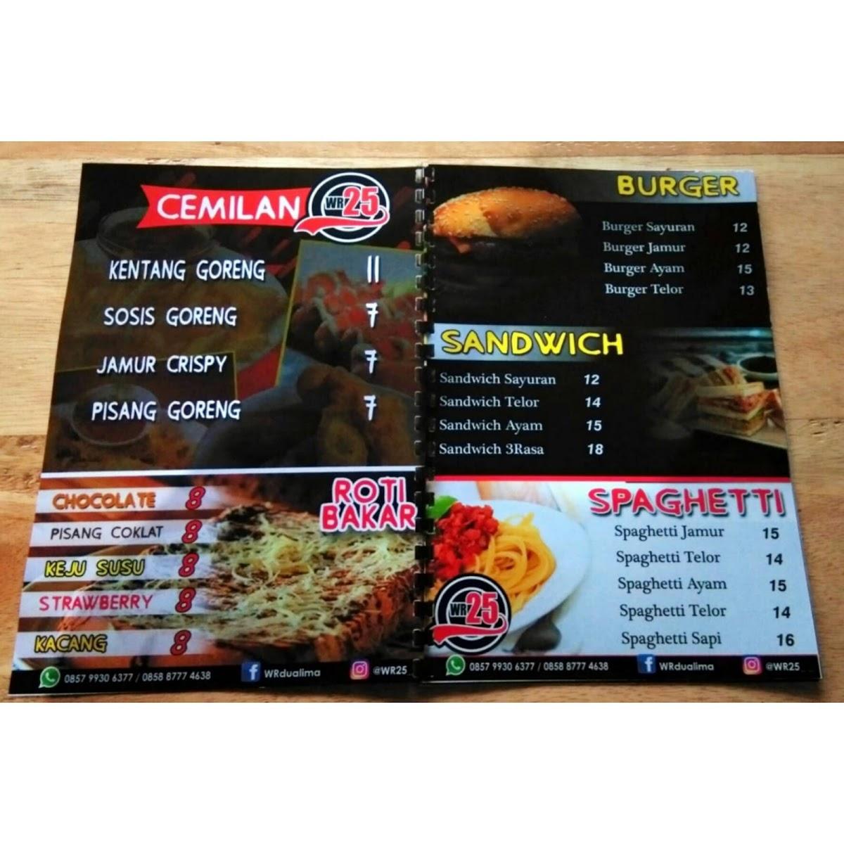 Menu at WR 25 cafe, Banjarnegara