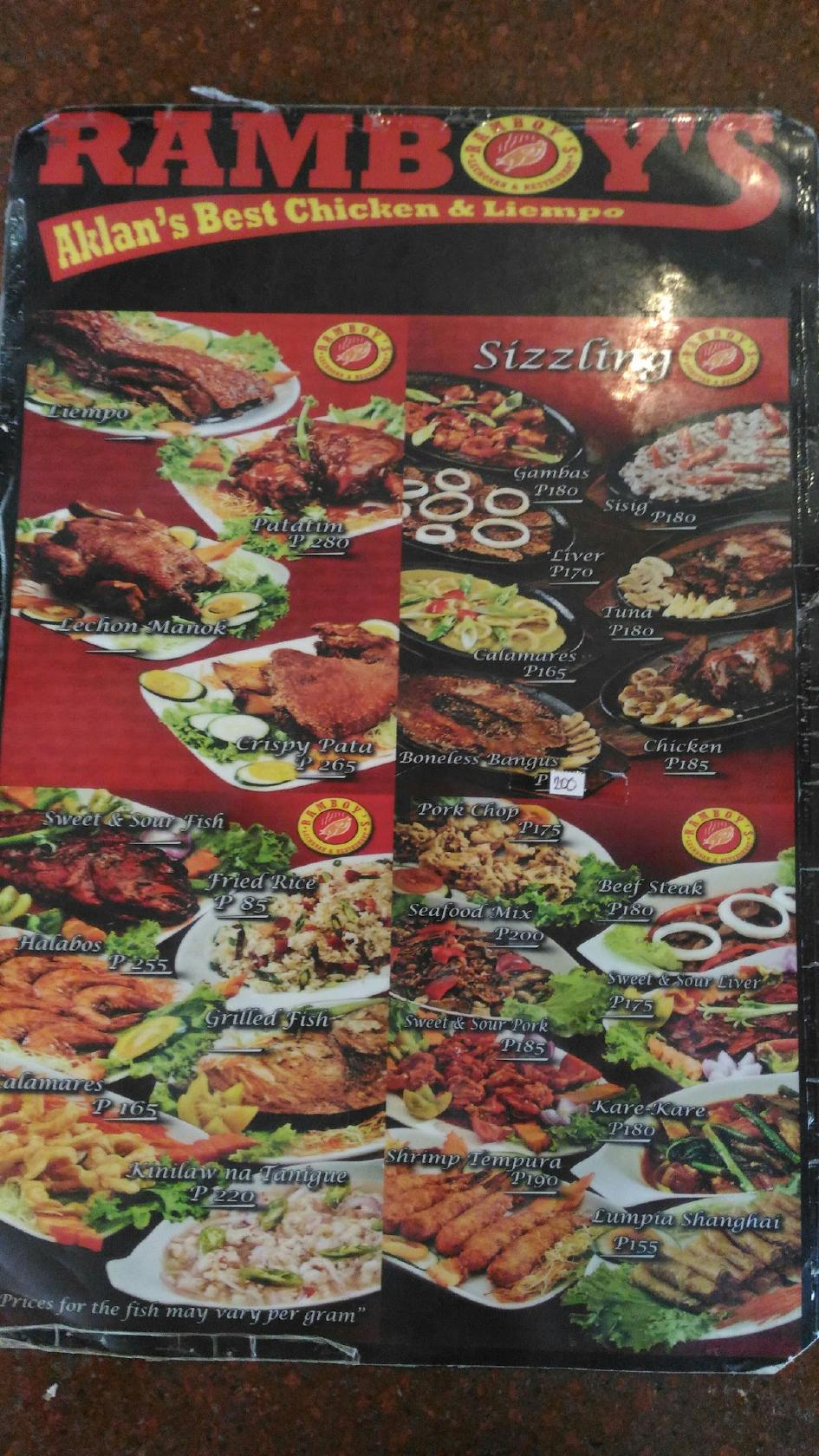 Menu at RAMBOY'S LECHONAN & RESTAURANT, Iloilo City