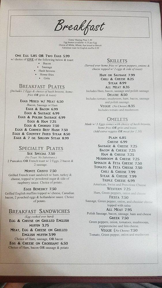 Menu at Sun City Cafe, Sun City Center