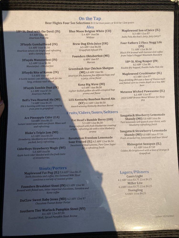 Menu at Big Time Burgers + Brew desserts, Portage