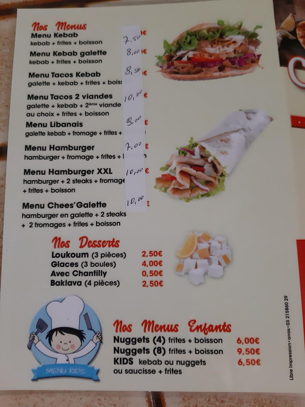 Menu au Istanbul kebab landrecies restaurant, Landrecies